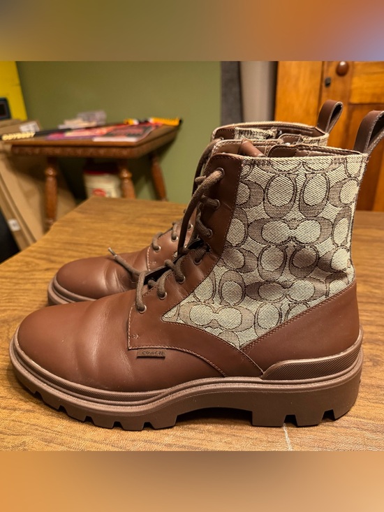 Coach | Shoes | Coach Charlie Boot In Signature Jacquard Size 3d Brown ...